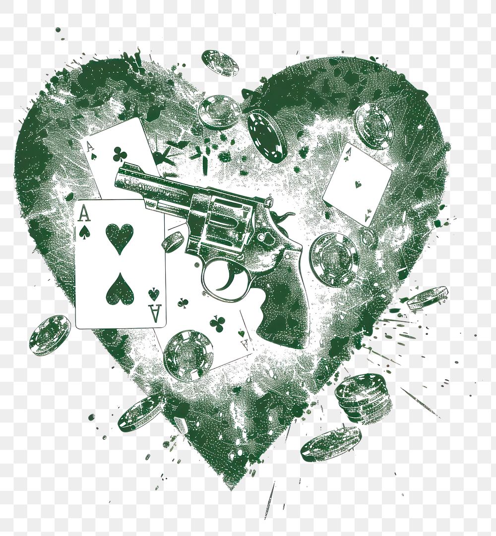 PNG Poker, gun, heart, cards | Free PNG - rawpixel