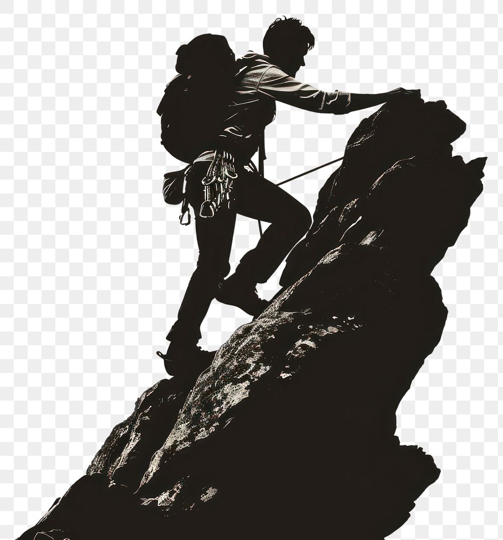 PNG Climber scaling rugged rock | Free PNG - rawpixel