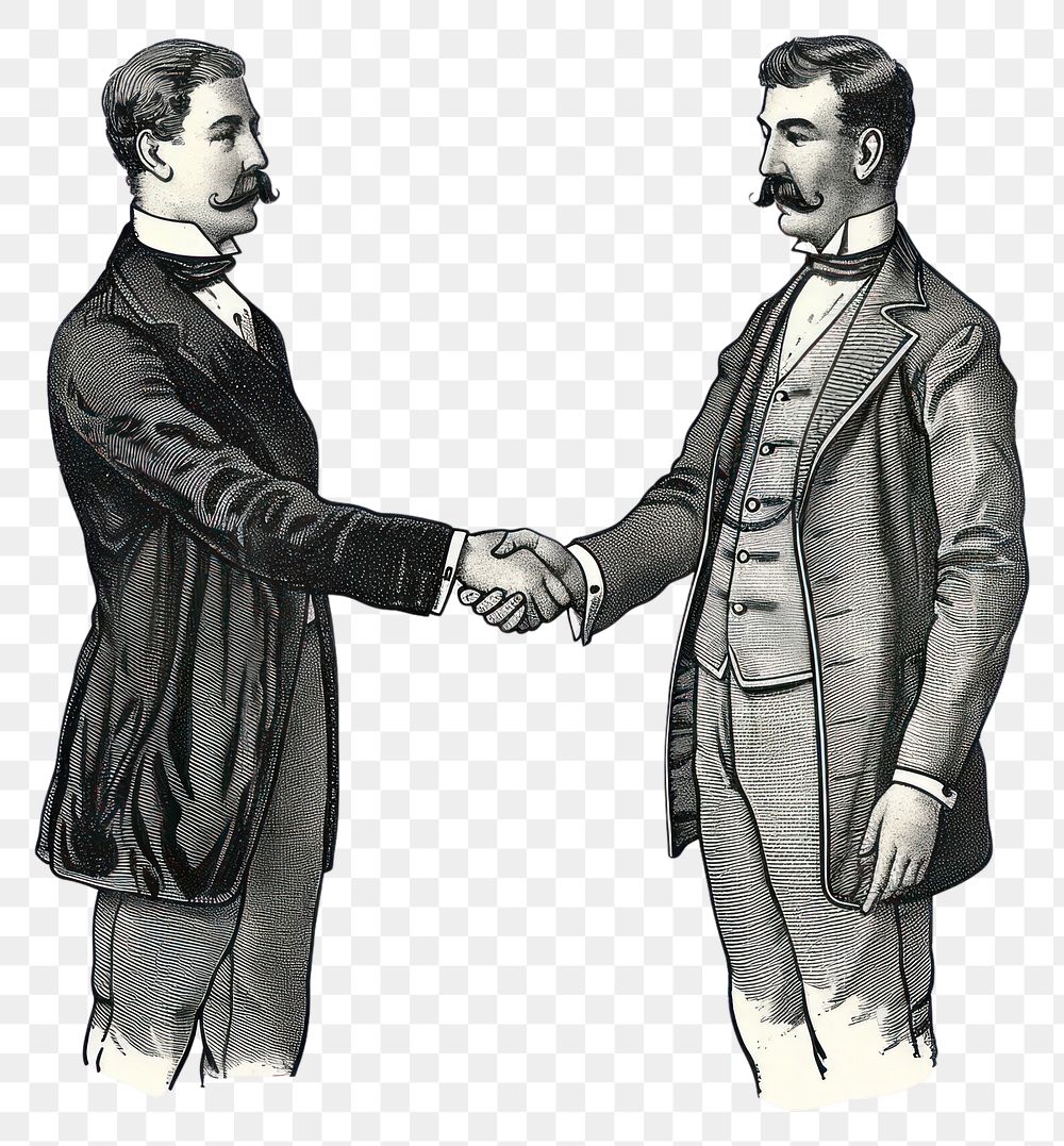 PNG Vintage handshake between gentlemen | Premium PNG - rawpixel