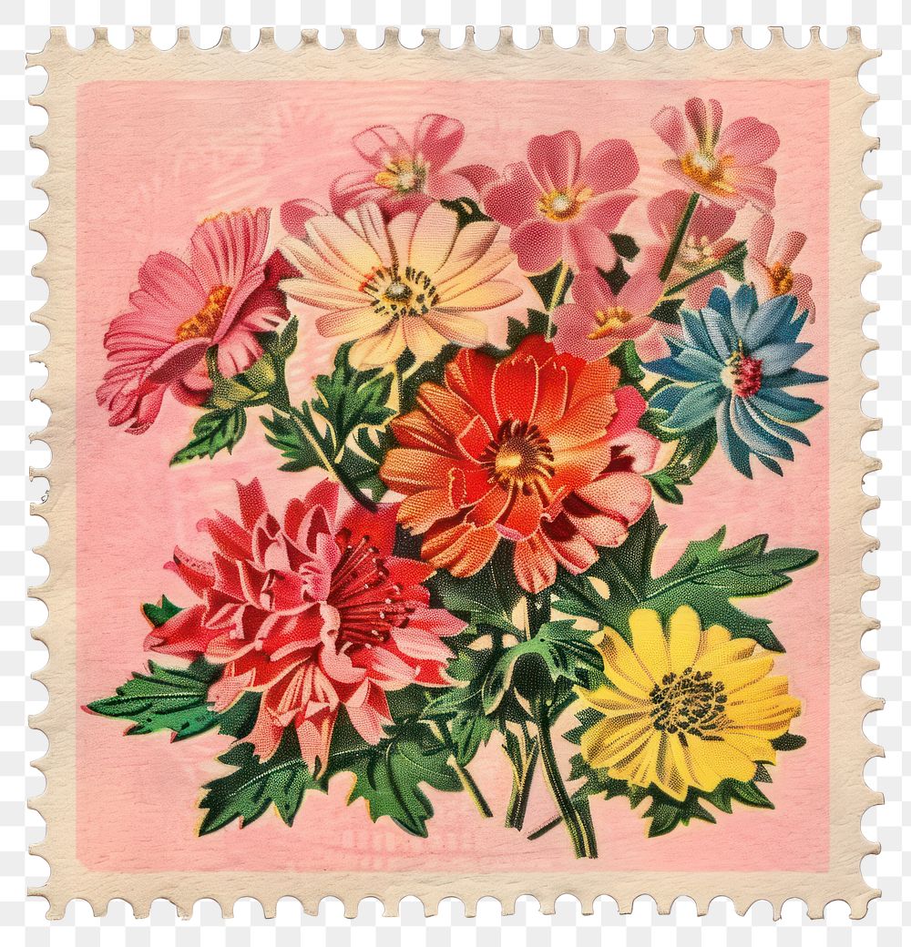 PNG Flowers bouquet postage stamp | Free PNG - rawpixel