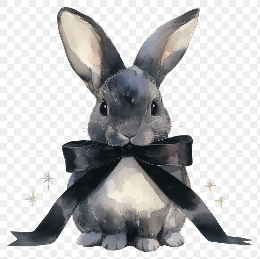 PNG Cute bunny black bow | Free PNG - rawpixel