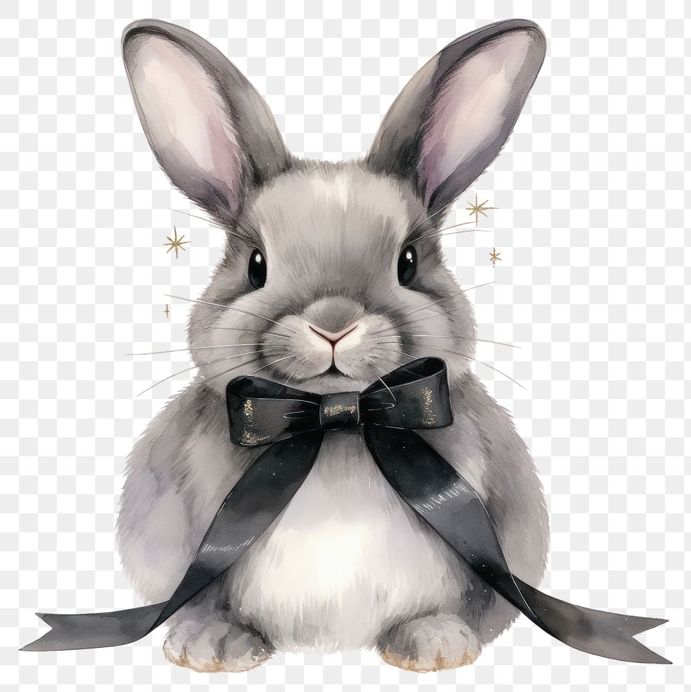 PNG Cute bunny black bow | Premium PNG - rawpixel