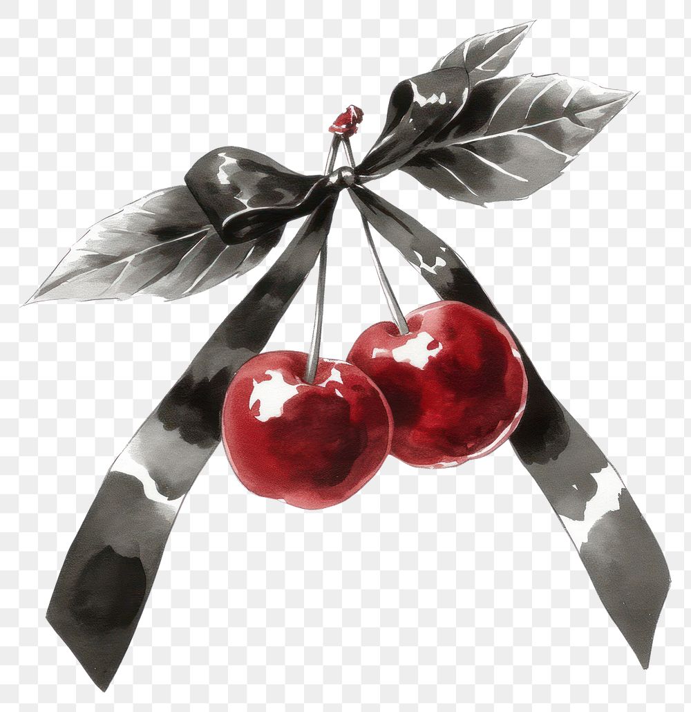 PNG Elegant cherries ribbon | Free PNG - rawpixel