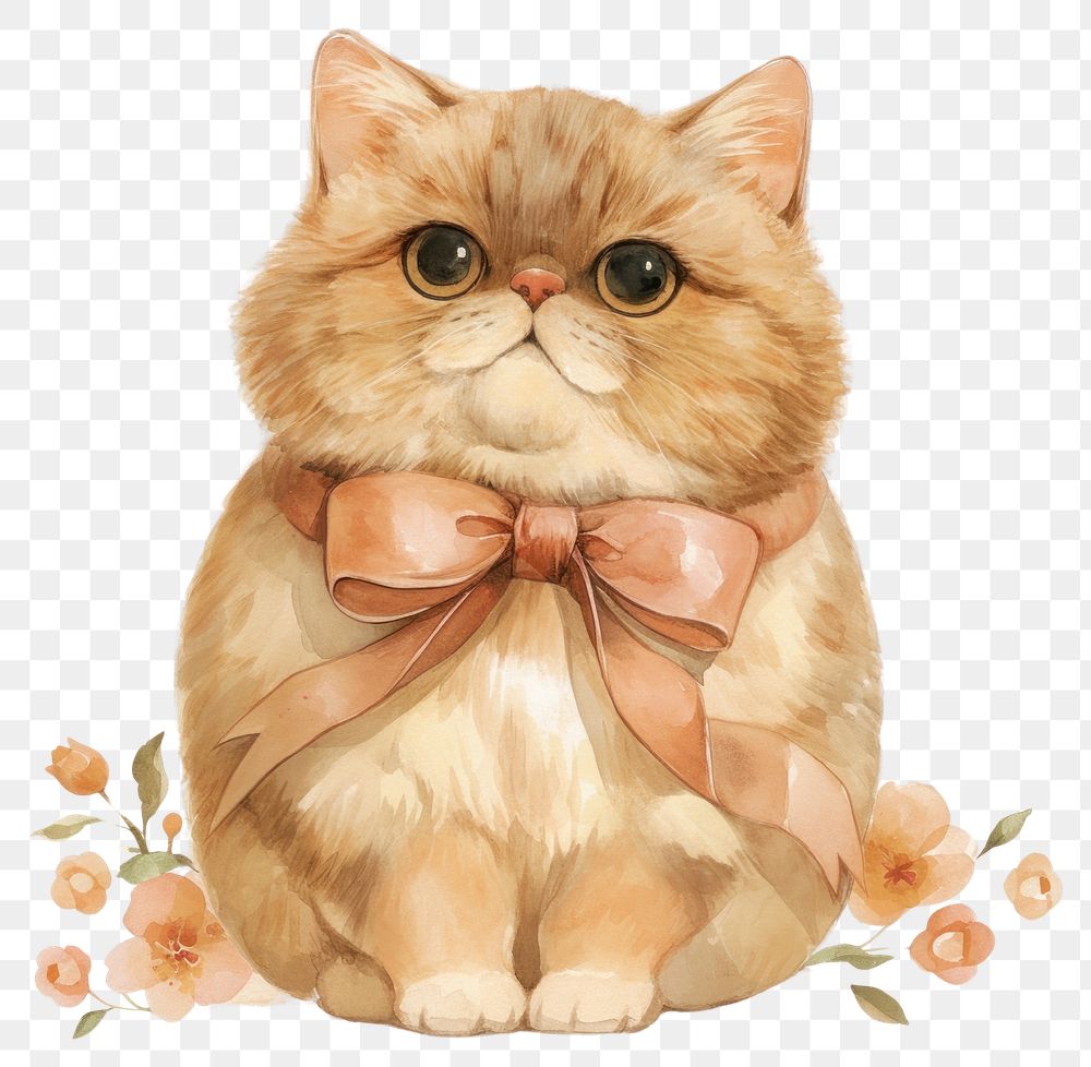 PNG Adorable cat floral bow | Free PNG - rawpixel
