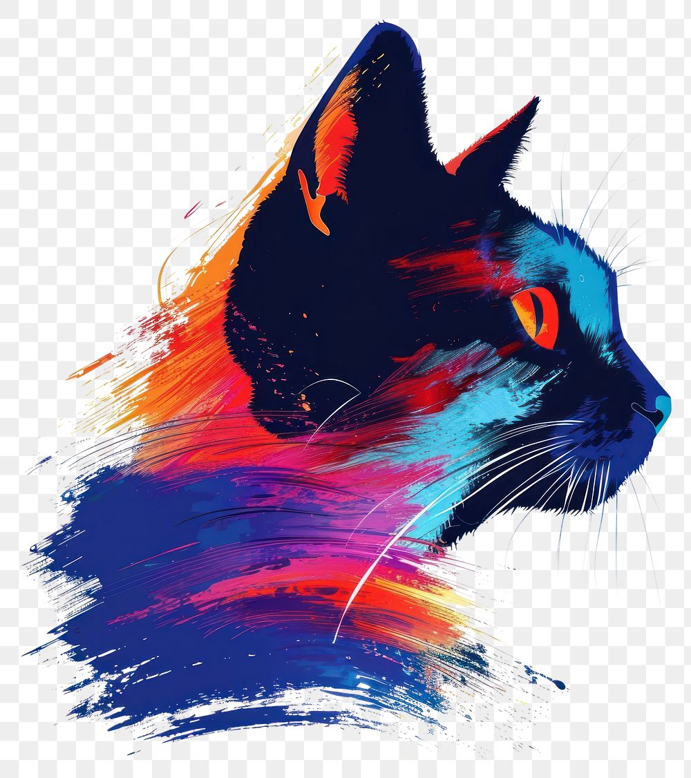 Colorful abstract cat illustration | Free PNG - rawpixel