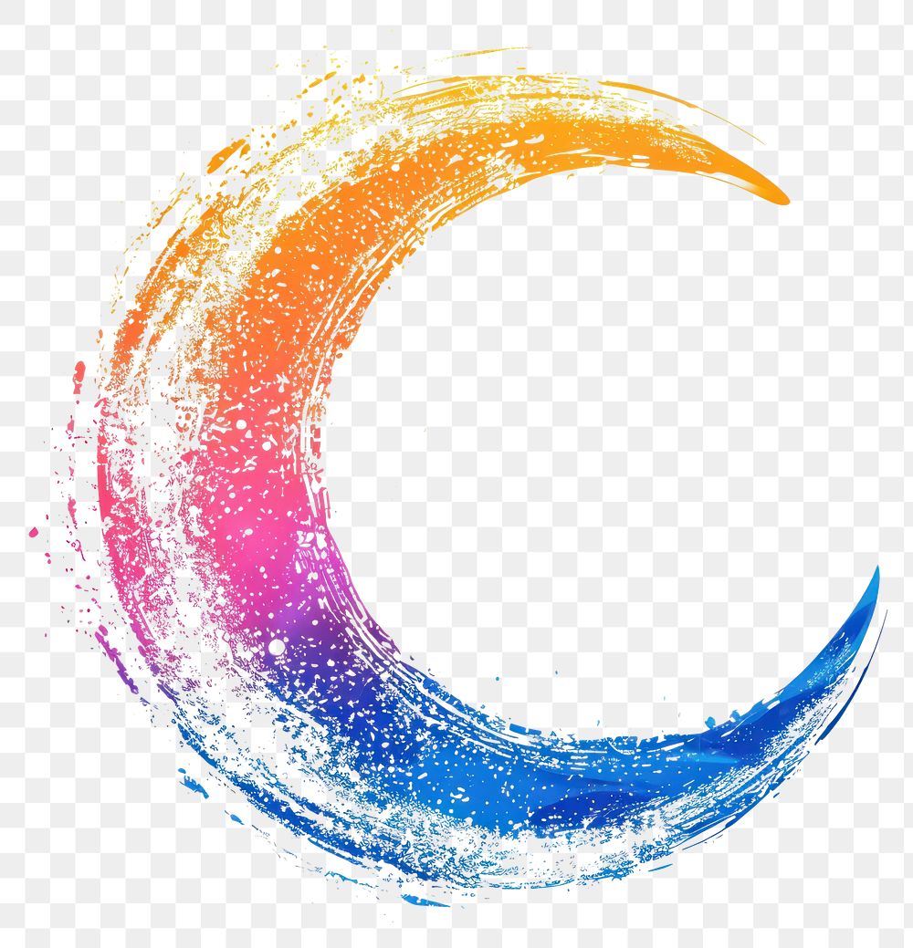 Colorful abstract crescent moon | Free PNG - rawpixel