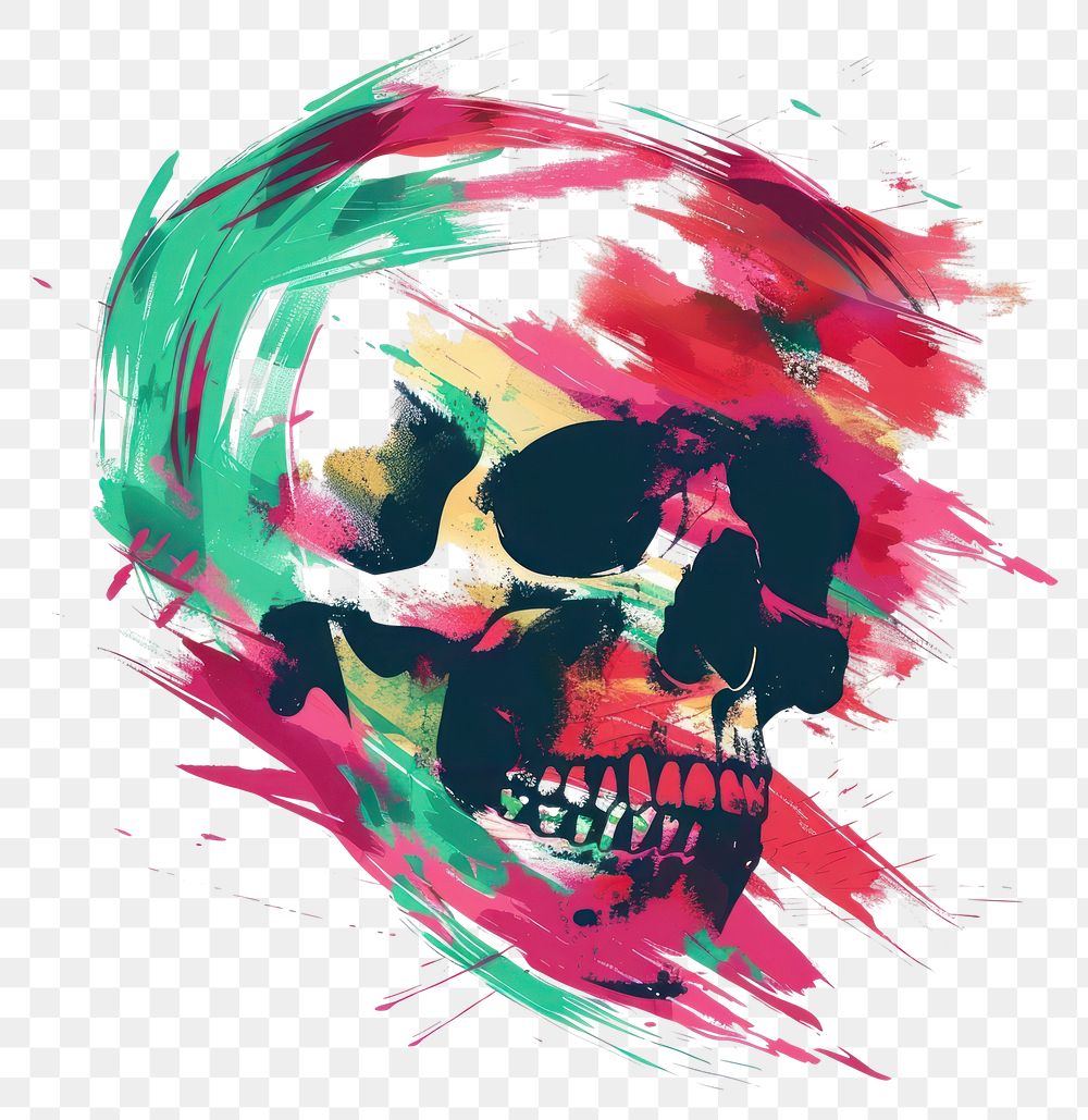 Colorful abstract skull art | Free PNG - rawpixel