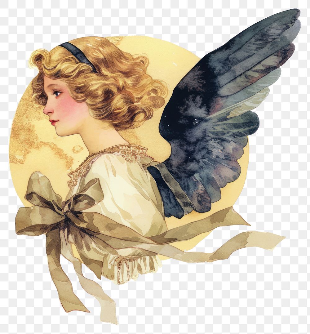 PNG Vintage angel illustration ribbon | Free PNG - rawpixel