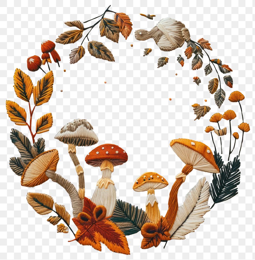 Autumn Embroidery | PNG Elements on Transparent Backgrounds - rawpixel