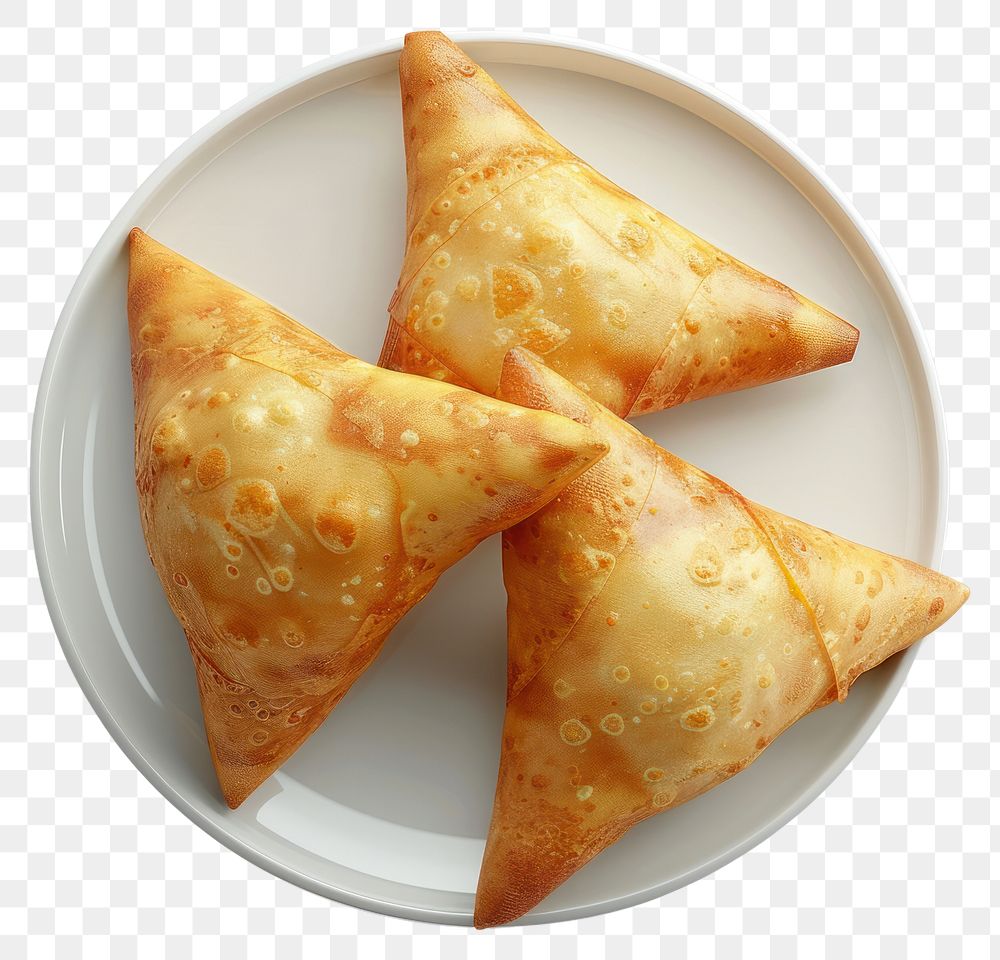 PNG Crispy golden samosas plate | Free PNG - rawpixel