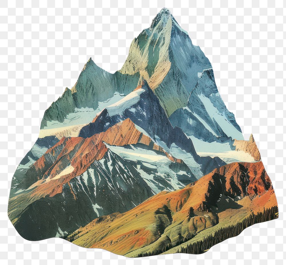 PNG Colorful abstract mountain landscape | Free PNG - rawpixel