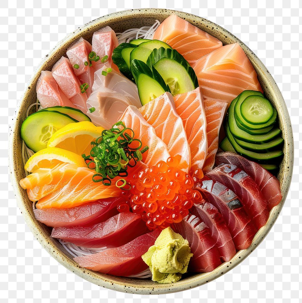 PNG Fresh sashimi bowl vegetables | Premium PNG - rawpixel