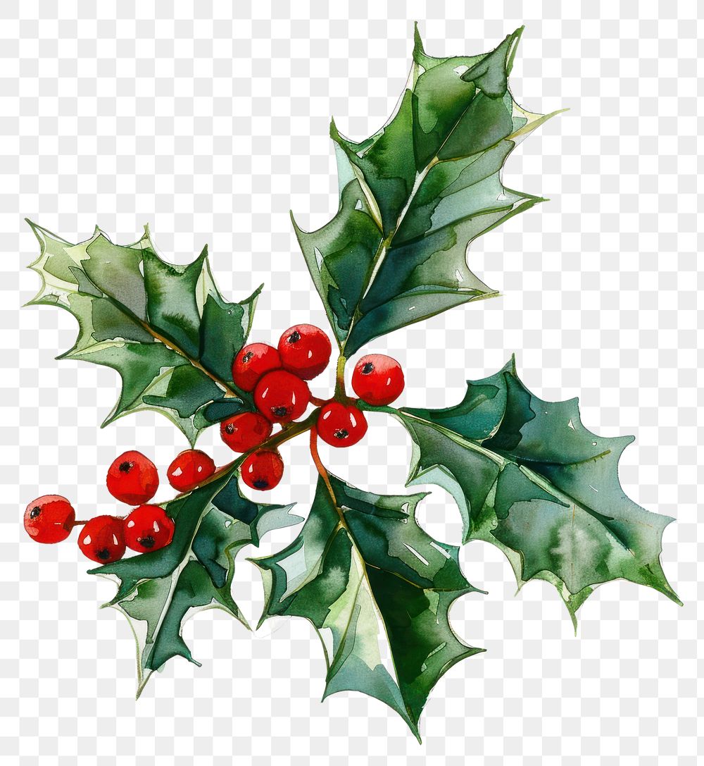 PNG Festive holly watercolor illustration | Premium PNG - rawpixel