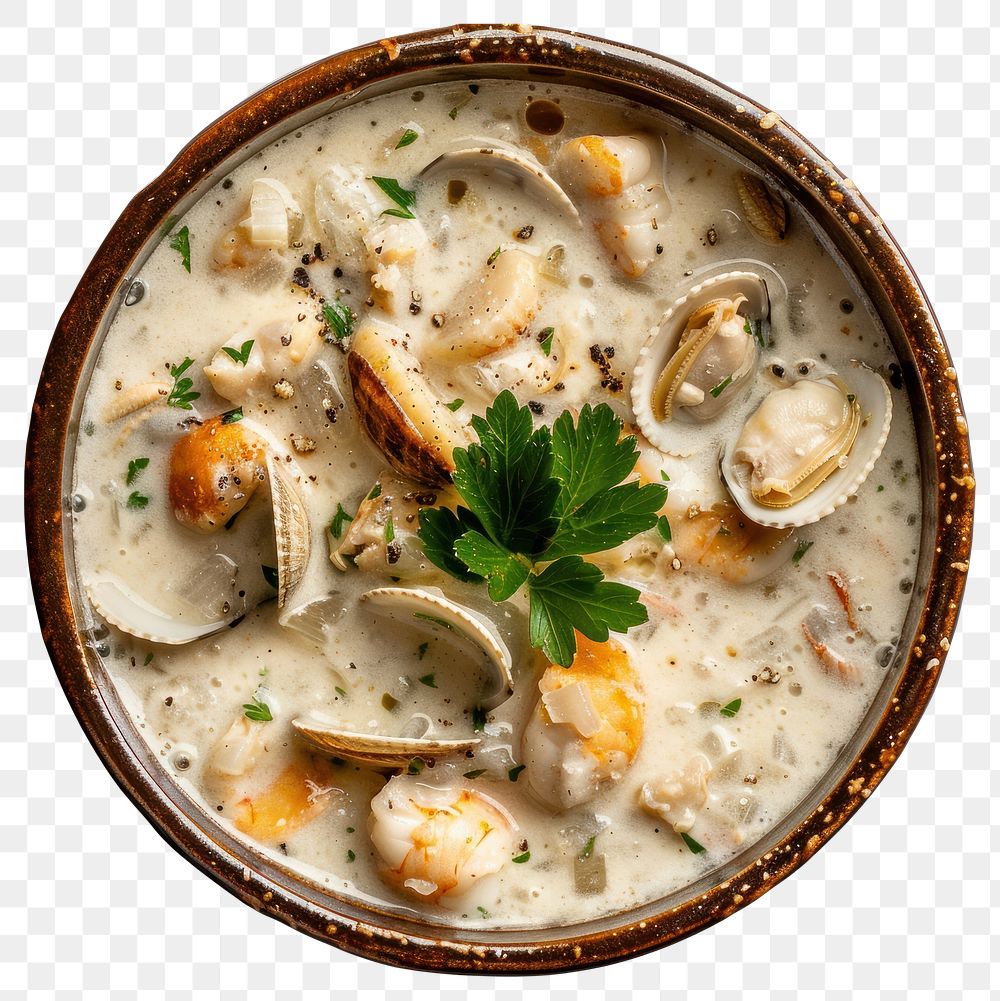 PNG Creamy seafood chowder bowl | Free PNG - rawpixel
