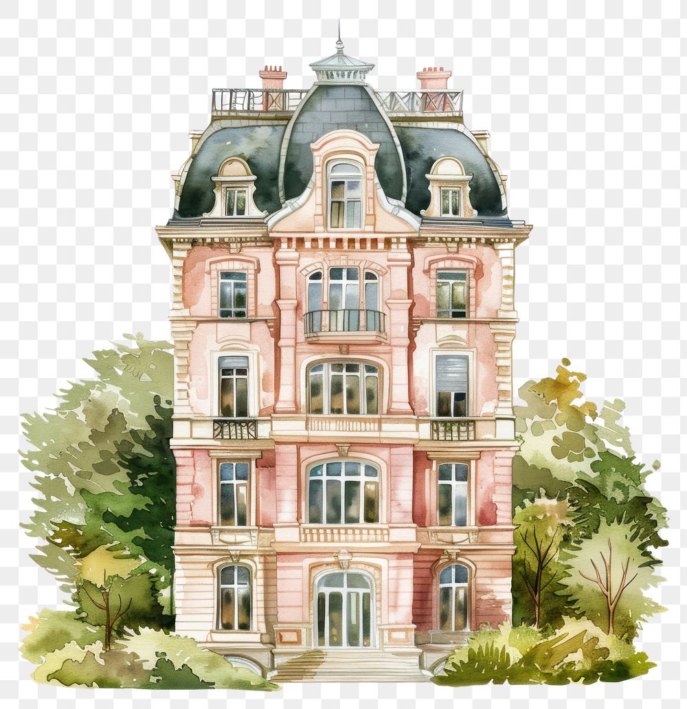 PNG Elegant watercolor European building | Free PNG - rawpixel