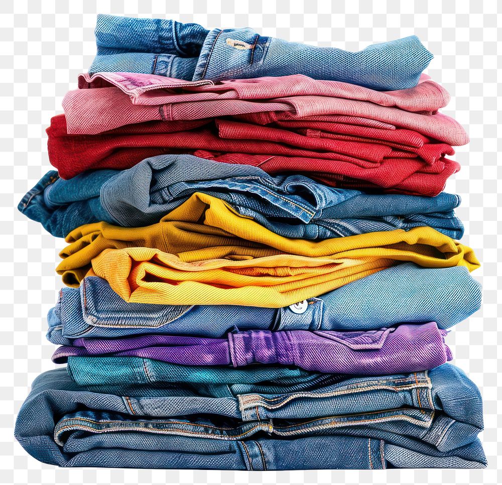 PNG Colorful folded denim clothes | Free PNG - rawpixel