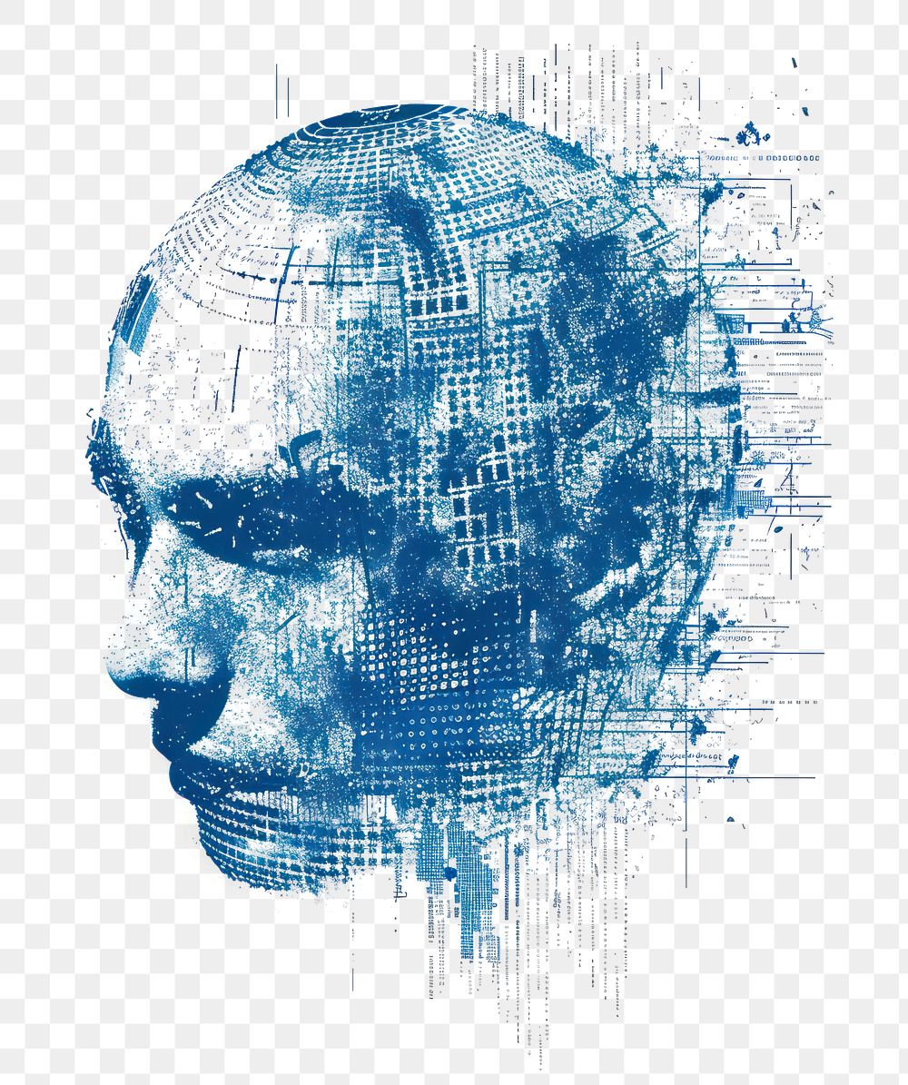 Abstract digital human head illustration | Free PNG - rawpixel