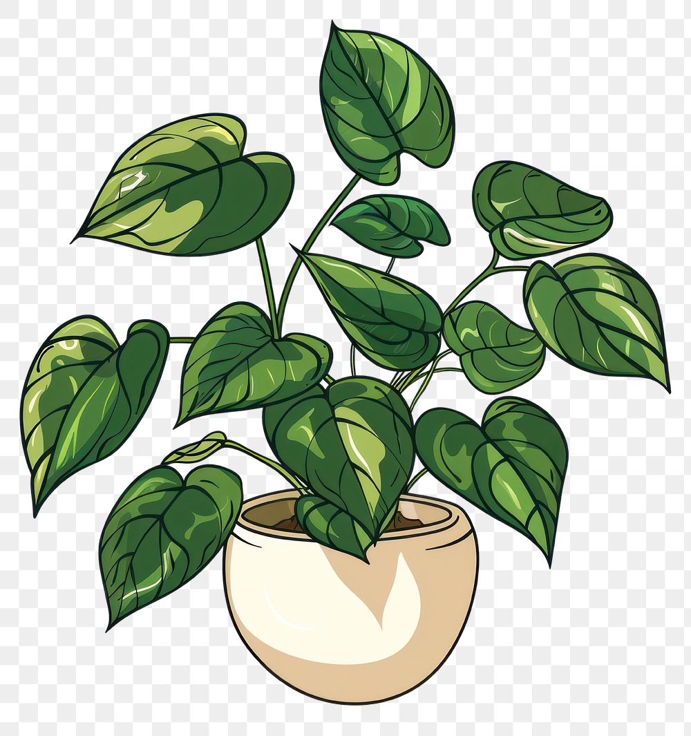 PNG golden pothos cartoon illustration | Free PNG - rawpixel
