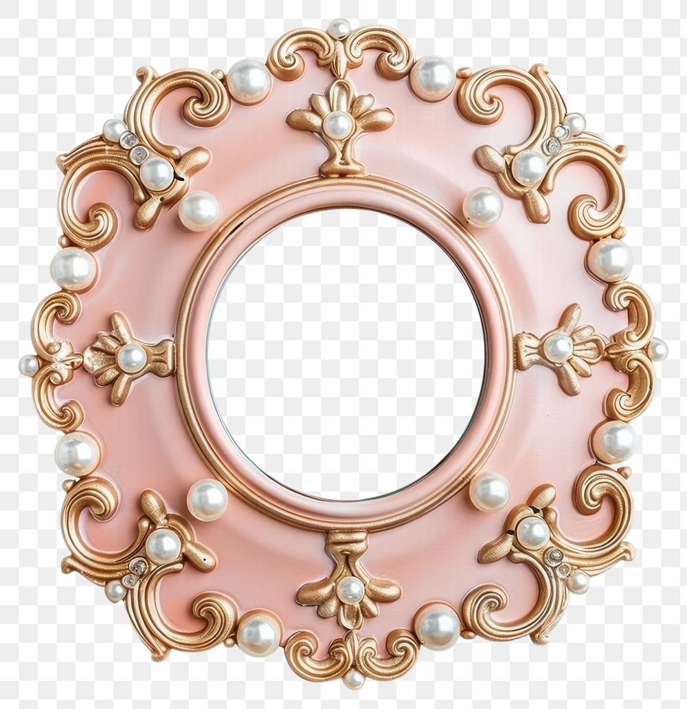 Elegant ornate round pink mirror | Premium PNG - rawpixel