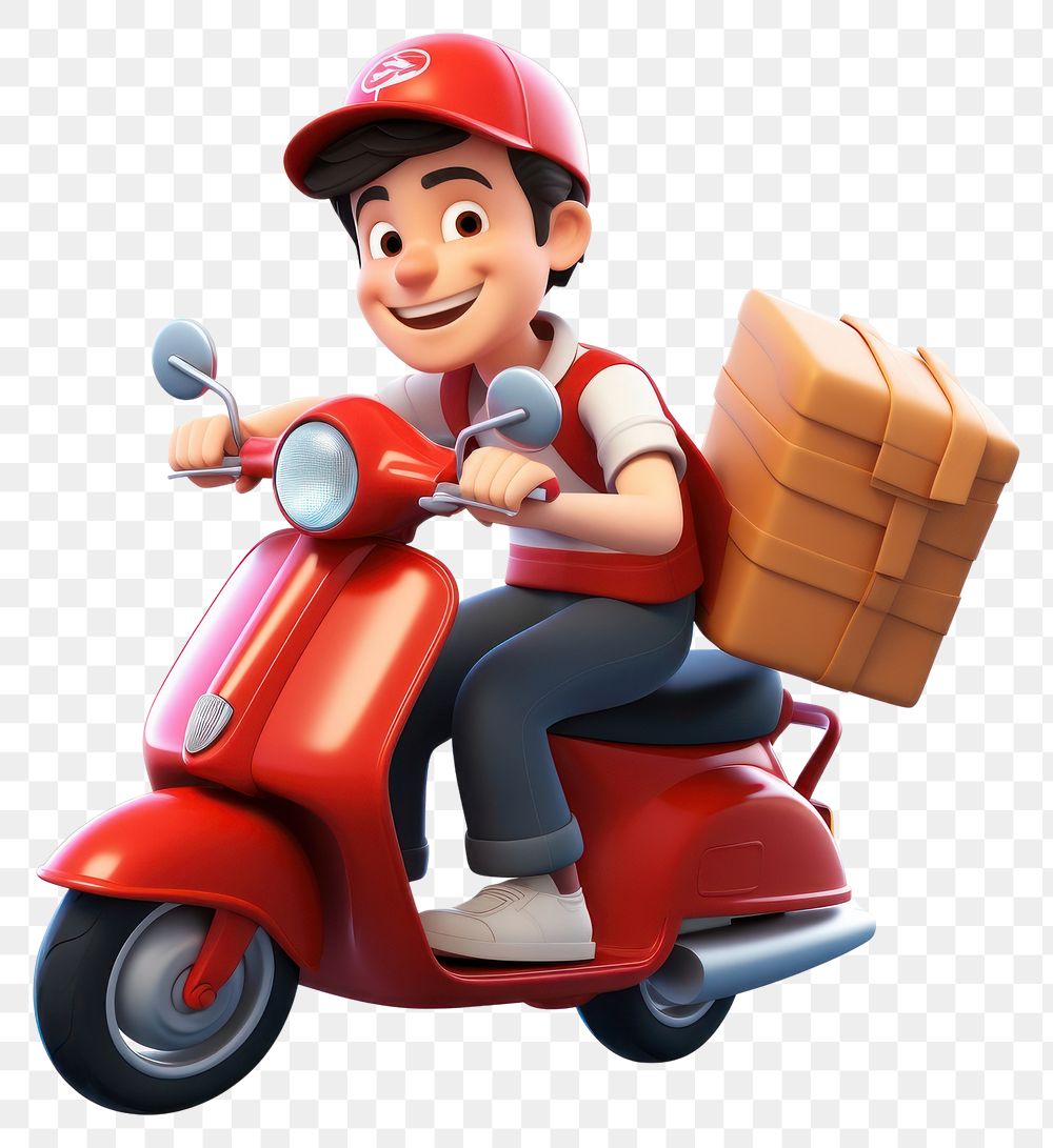PNG Happy delivery person riding | Free PNG - rawpixel