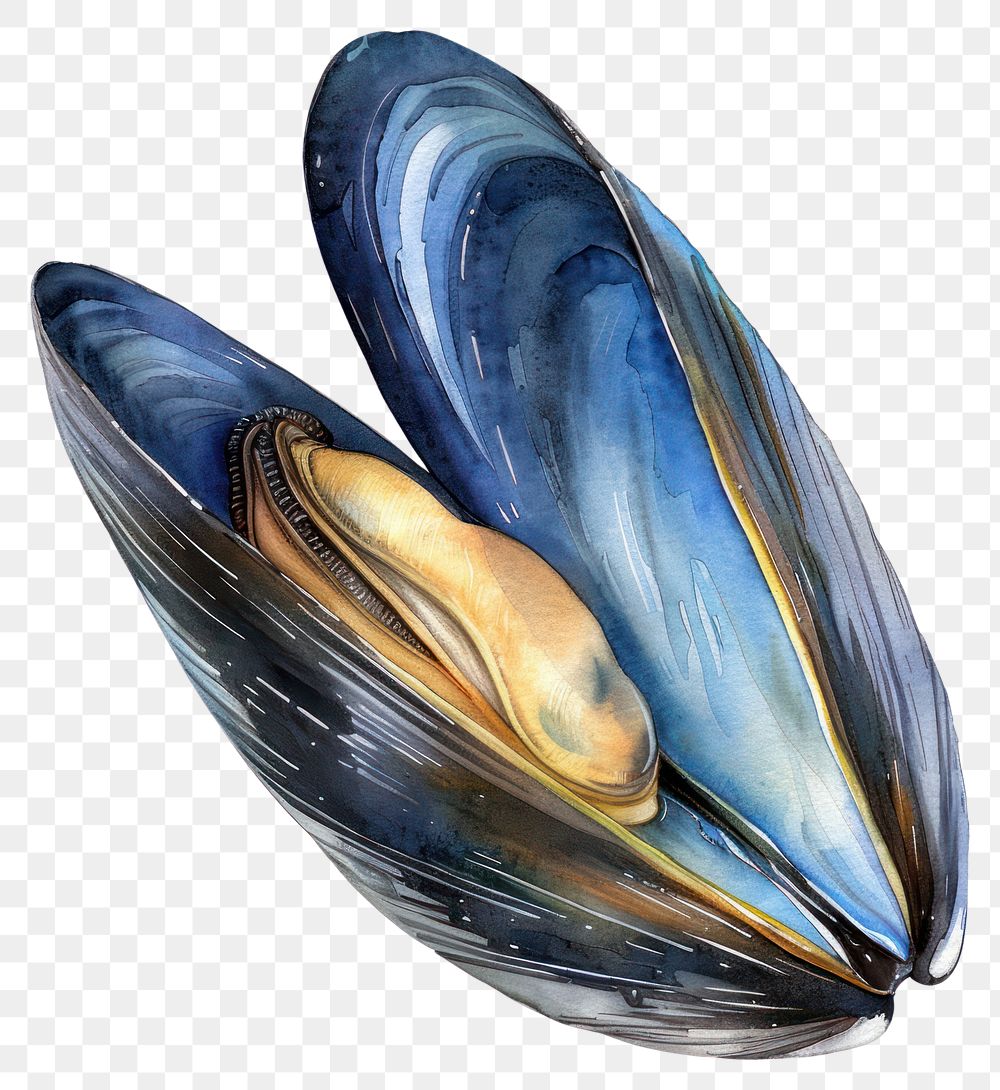 PNG Detailed watercolor mussel illustration | Free PNG - rawpixel