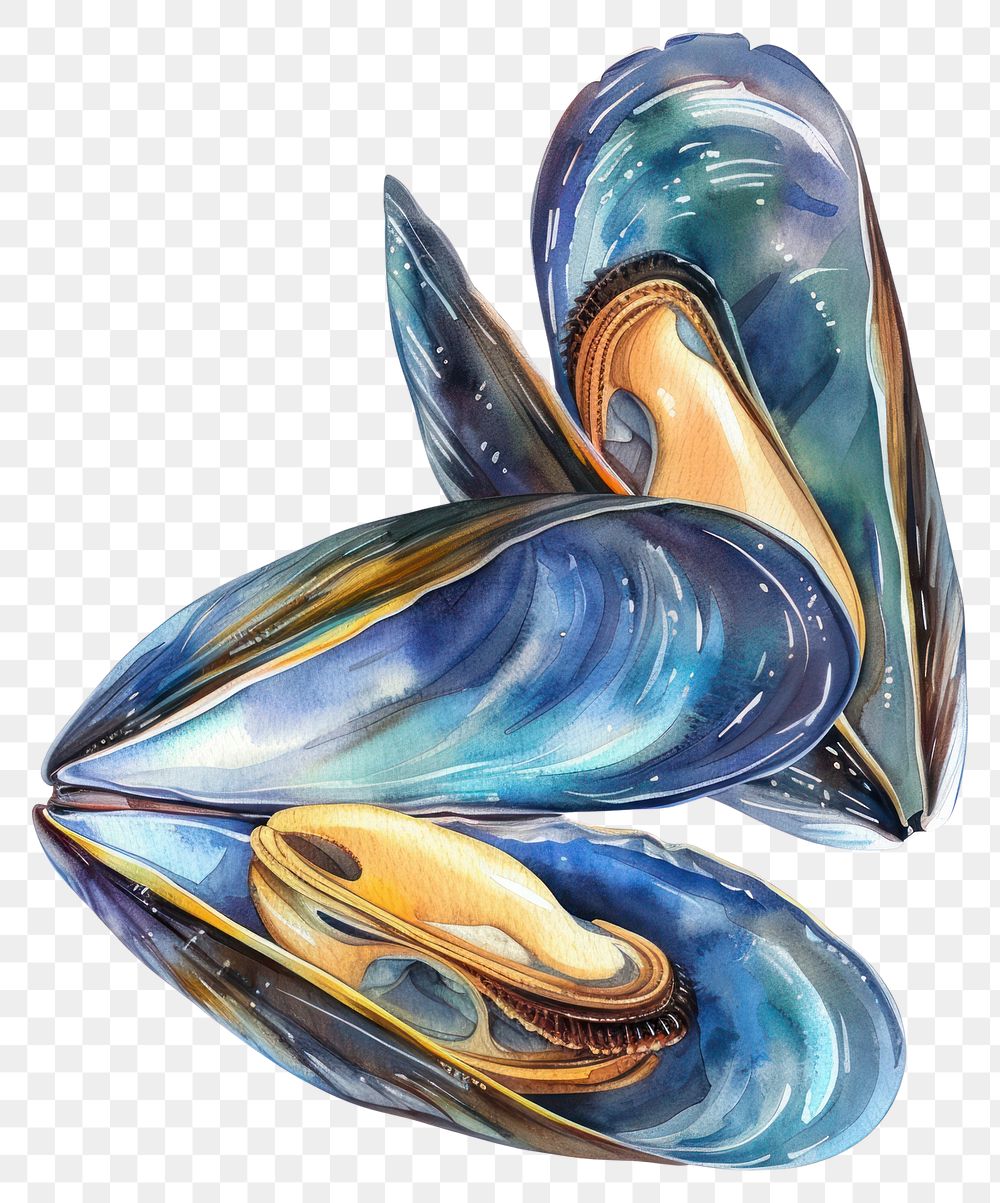 PNG Vibrant watercolor mussel illustration | Free PNG - rawpixel