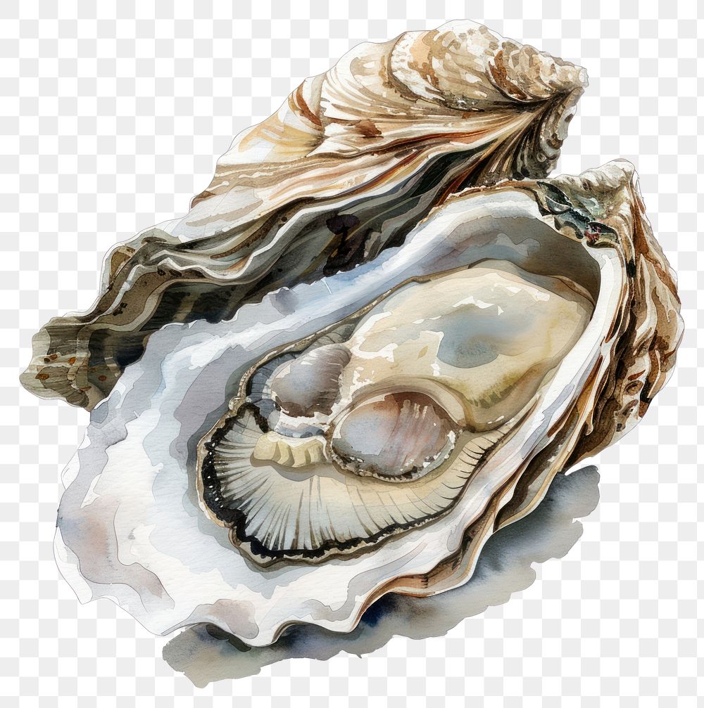PNG Watercolor oyster shell illustration | Free PNG - rawpixel