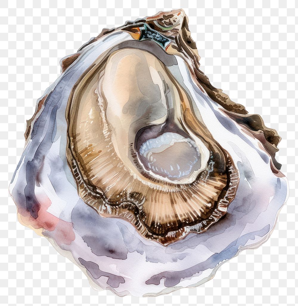 PNG Watercolor oyster shell illustration | Free PNG - rawpixel