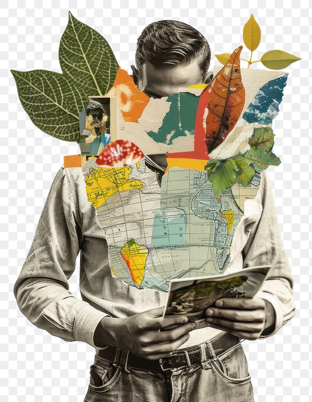 PNG Paper collage man holding | Free PNG - rawpixel