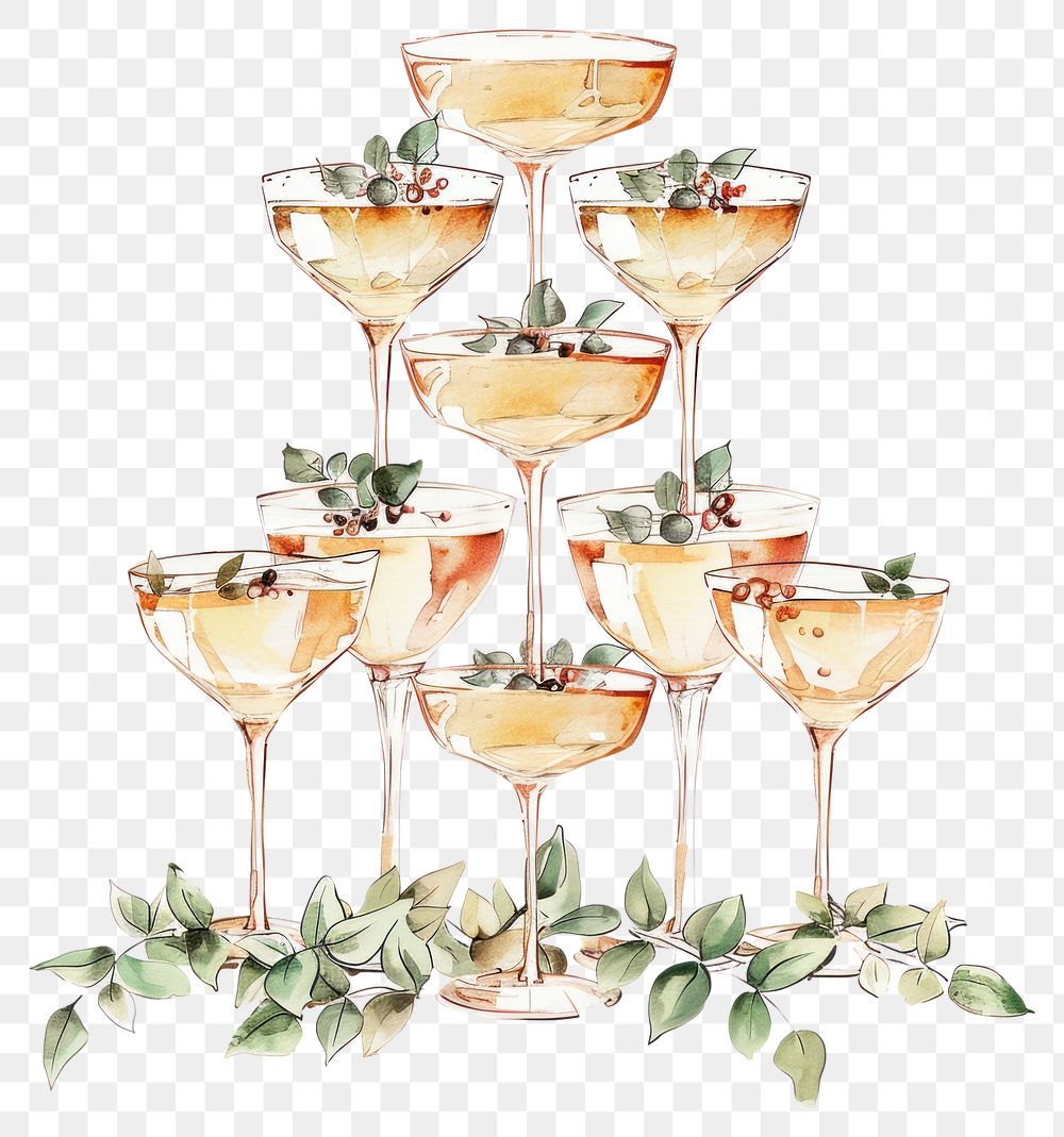 PNG Elegant champagne tower illustration | Free PNG - rawpixel