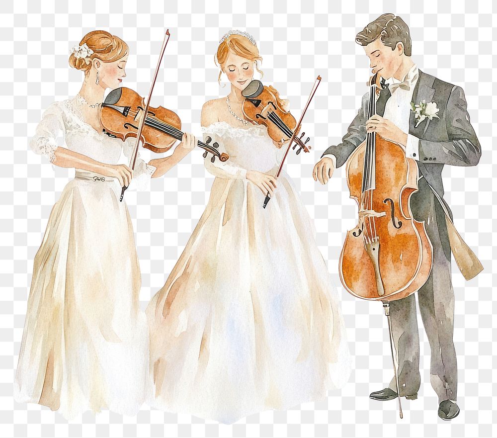 PNG Elegant wedding string trio | Free PNG - rawpixel