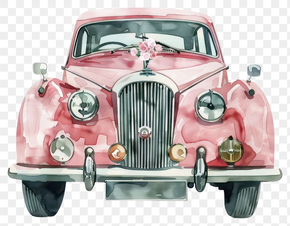 PNG Vintage watercolor pink car | Premium PNG - rawpixel