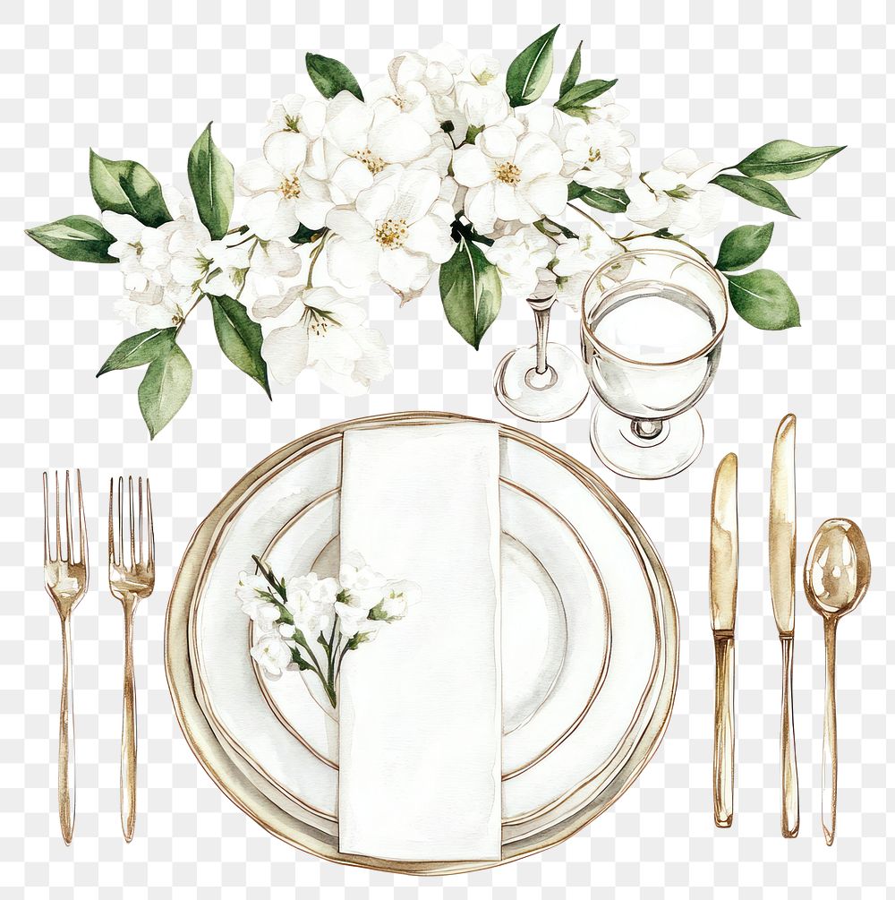 PNG Elegant floral table setting | Free PNG - rawpixel