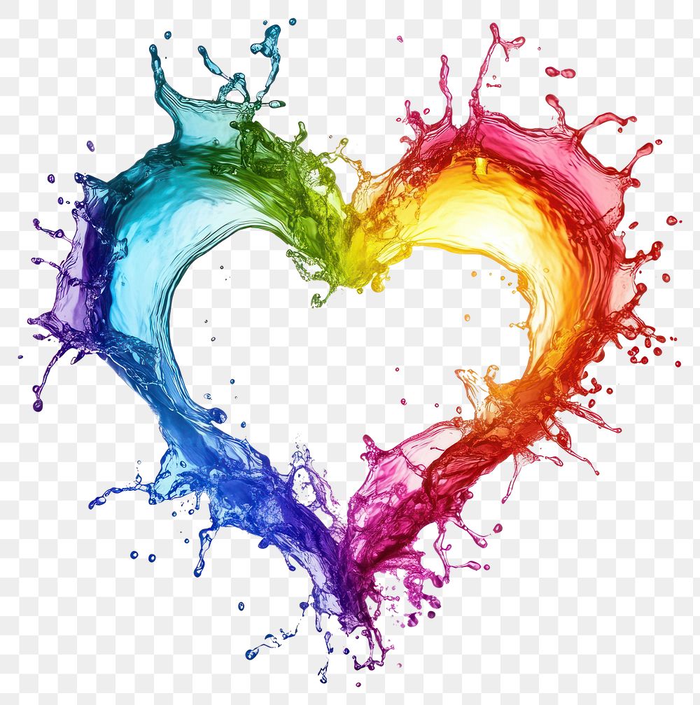 Rainbow splash art heart shape. | Free PNG - rawpixel