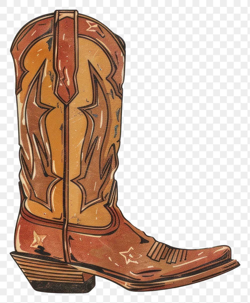 PNG Vintage cowboy boot illustration | Free PNG - rawpixel