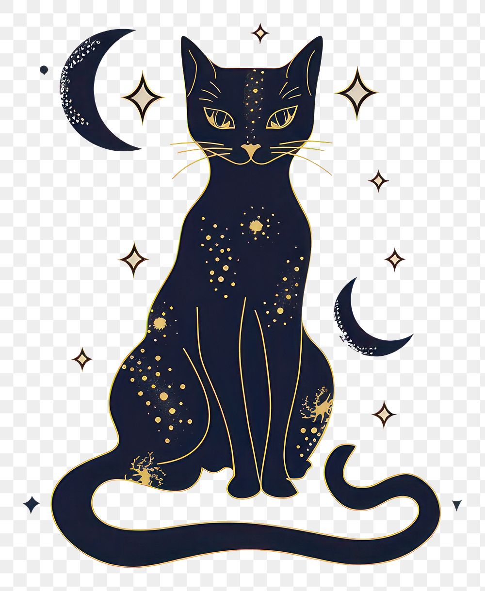 PNG Mystical cat celestial elements | Premium PNG - rawpixel