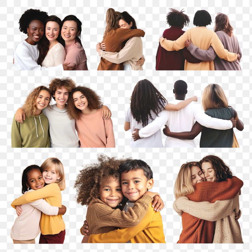 PNG friendship hug element set | Free PNG - rawpixel