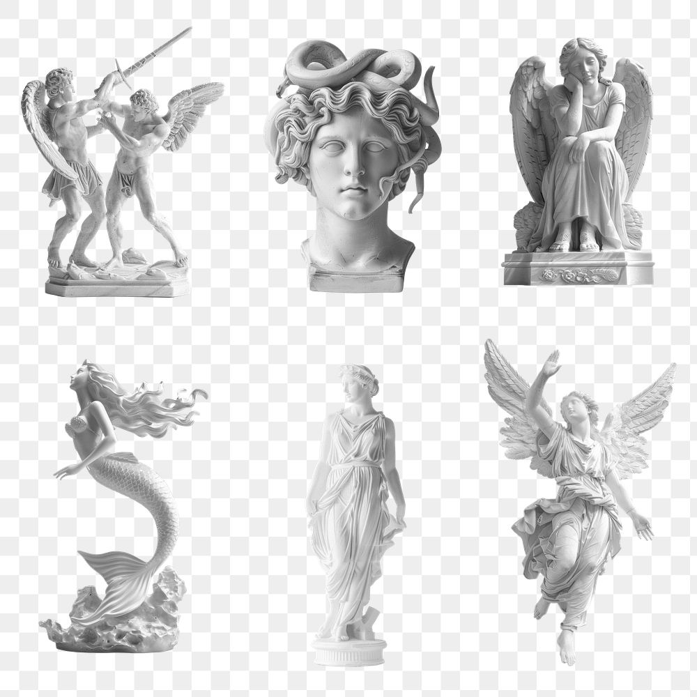 PNG aesthetic statue element set | Free PNG - rawpixel