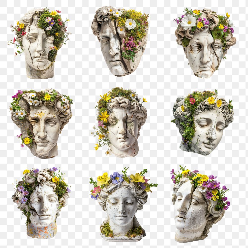 PNG aesthetic statue element set, | Premium PNG - rawpixel