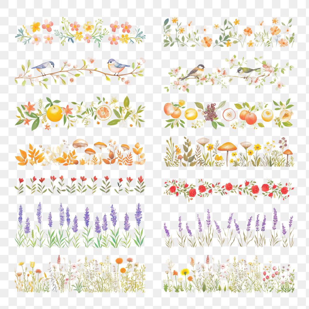 PNG watercolor nature divider element | Free PNG - rawpixel