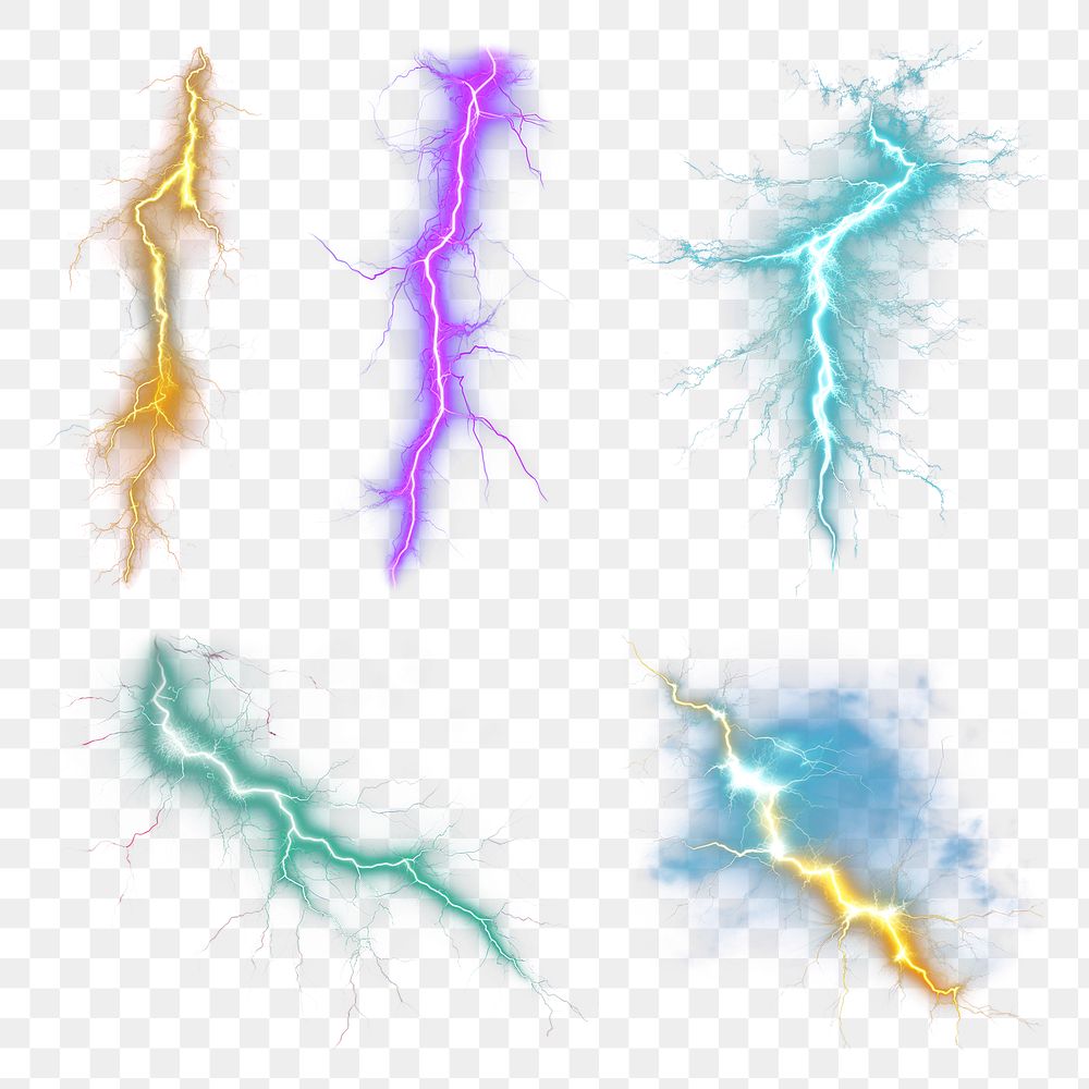 PNG lightning element set, transparent | Free PNG - rawpixel