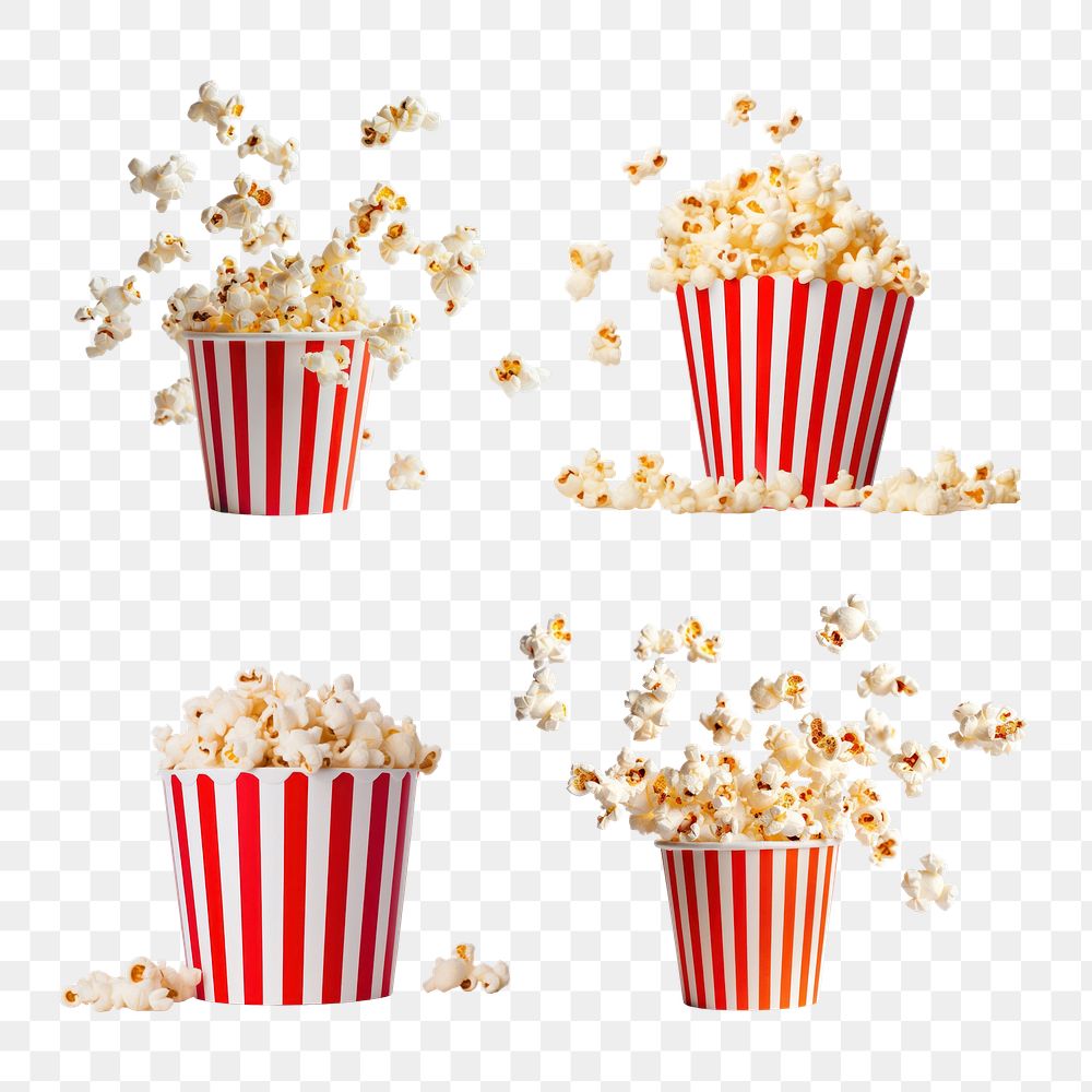 PNG popcorn element set, transparent | Free PNG - rawpixel