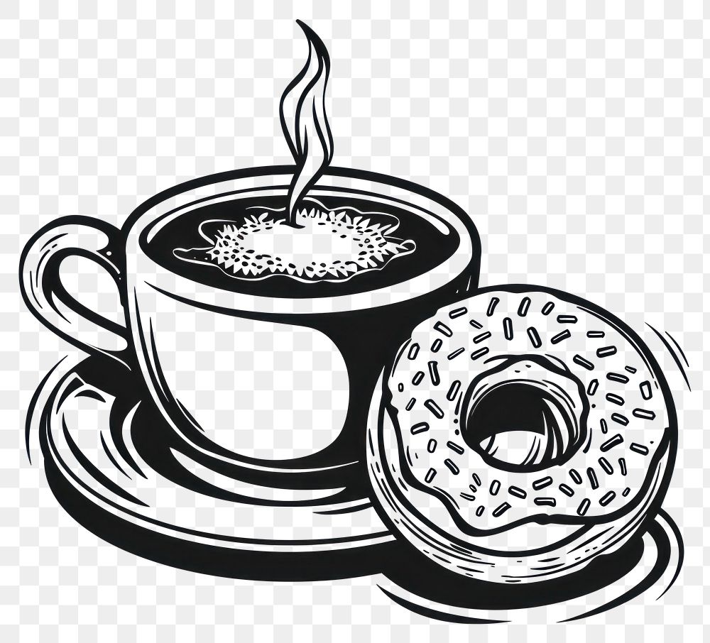 PNG Coffee and donut beverage | Free PNG - rawpixel