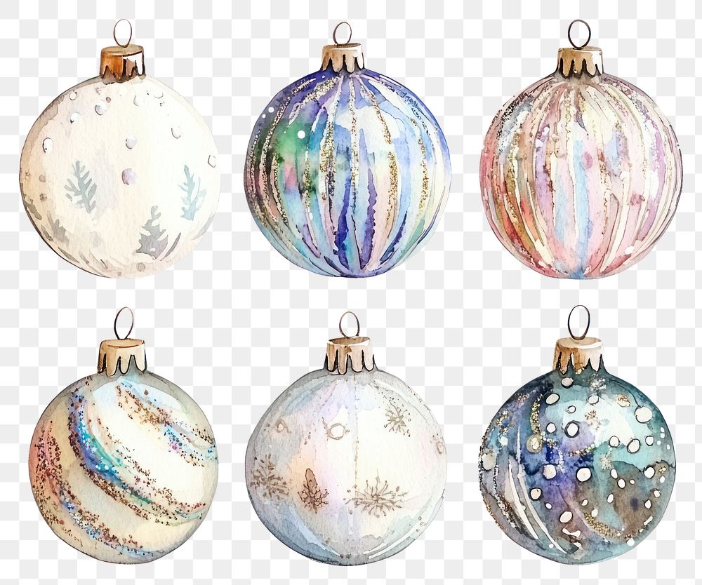 PNG Watercolor Christmas tree ornaments | Premium PNG - rawpixel