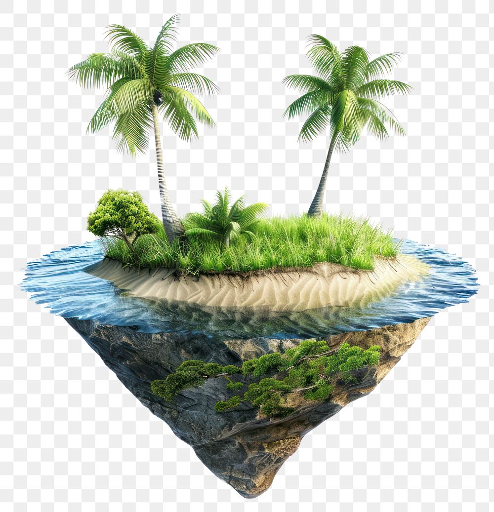 Floating island sand beach tree | Free PNG - rawpixel
