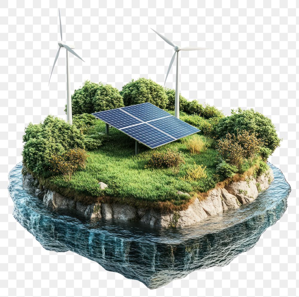 Floating island solar panel solar | Free PNG - rawpixel