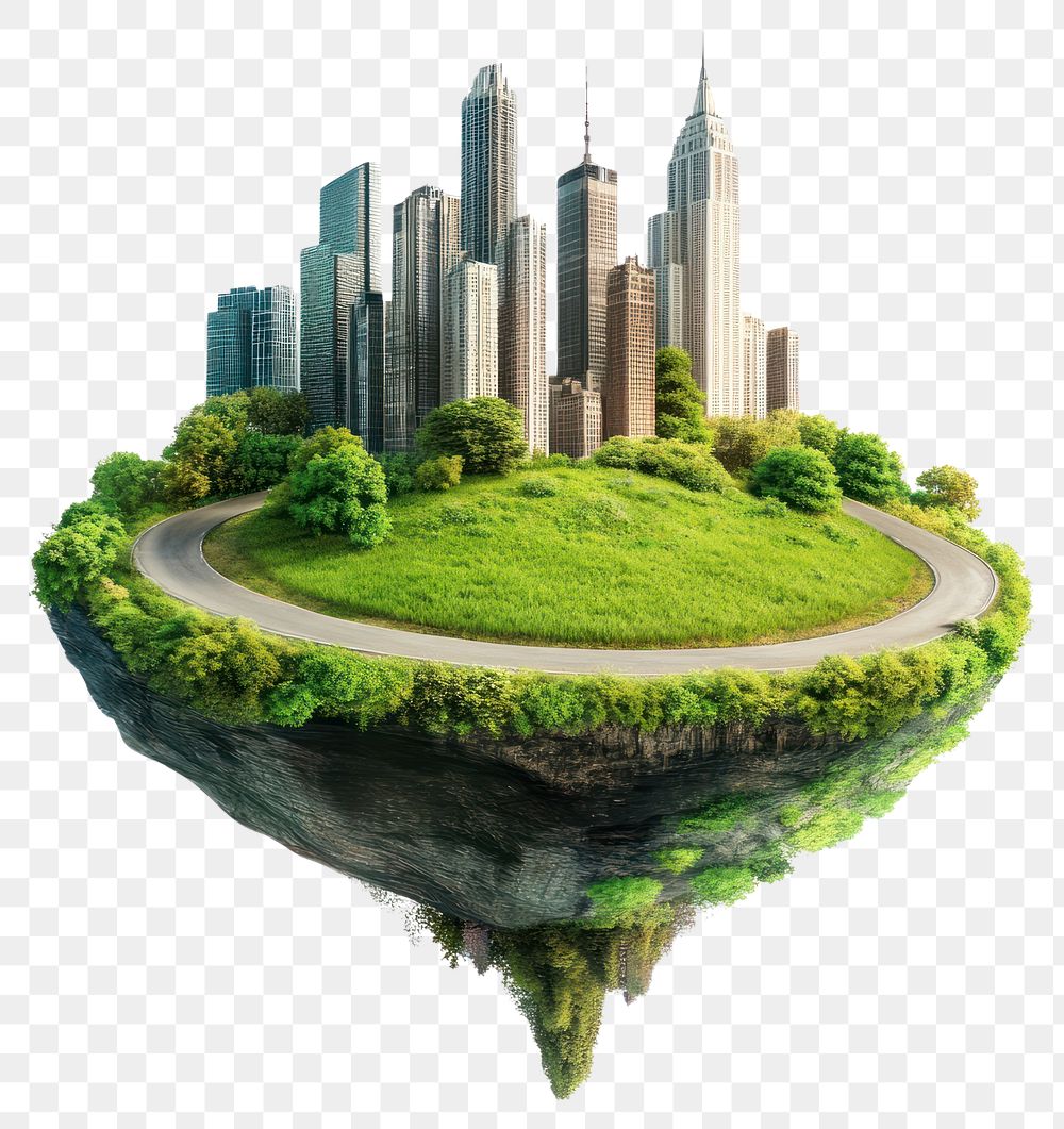 PNG Floating city green island | Free PNG - rawpixel