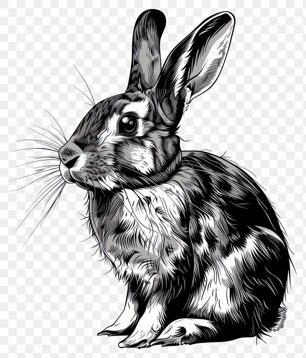 PNG Rabbit illustrated wildlife drawing. | Free PNG - rawpixel