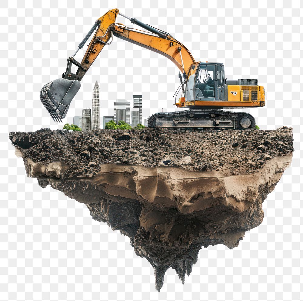 PNG Excavator floating city construction | Free PNG - rawpixel