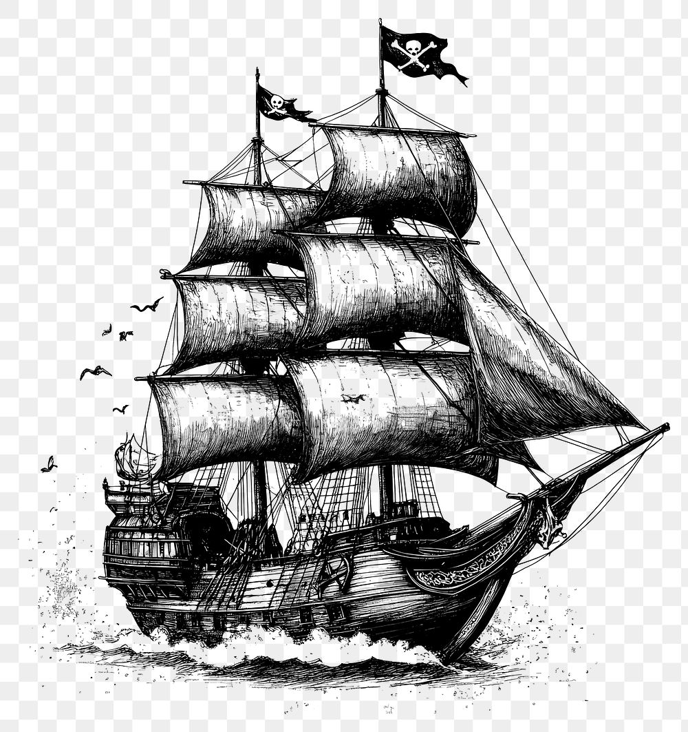 PNG Vintage pirate ship illustration | Free PNG - rawpixel